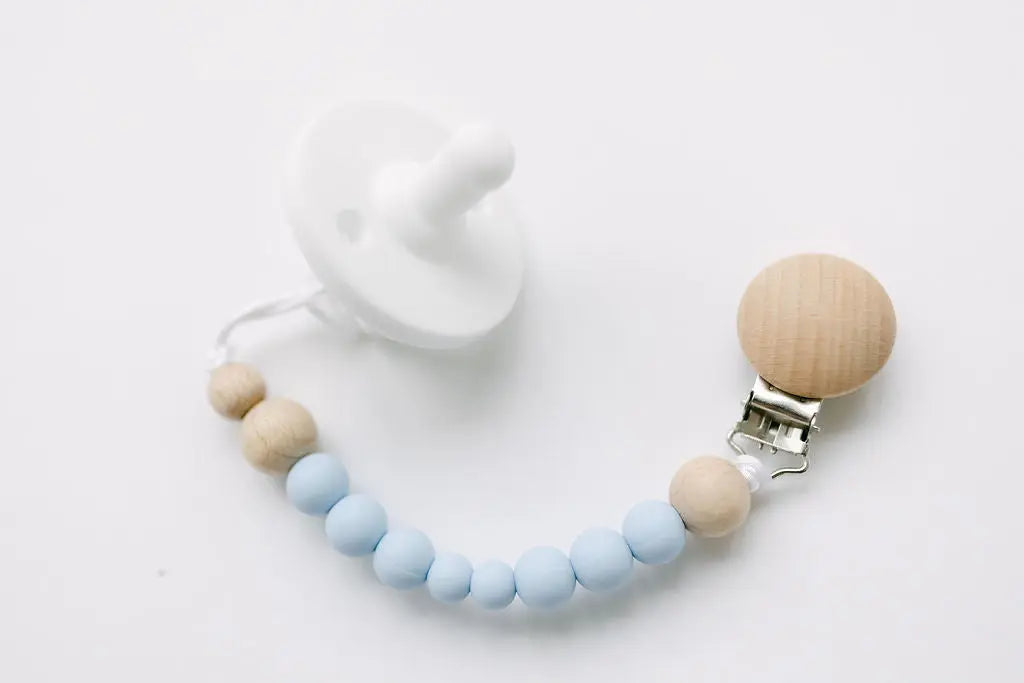 Blue Pacifier Clip - Silicone Beads
